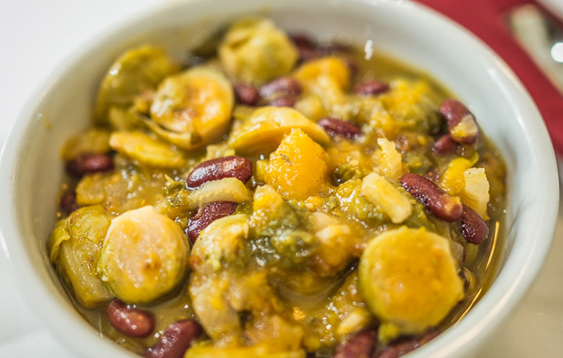 Acorn Squash Stew with Brussels Sprouts | DrFuhrman.com