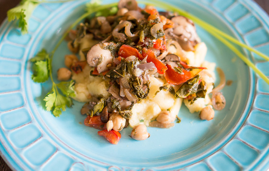 Creamy Polenta with Mushrooms, Kale and Chickpeas | DrFuhrman.com